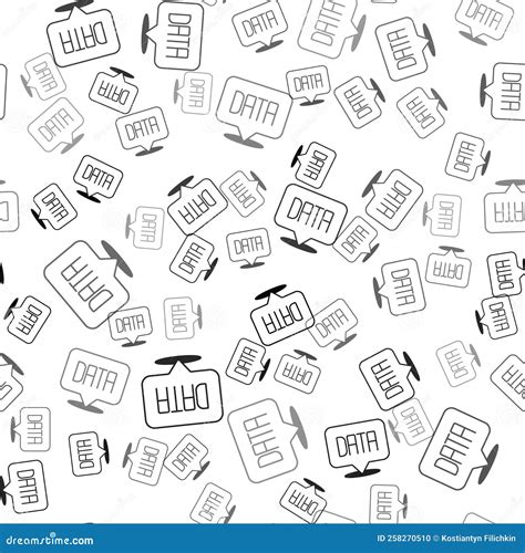 Black Data Analysis Icon Isolated Seamless Pattern On White Background