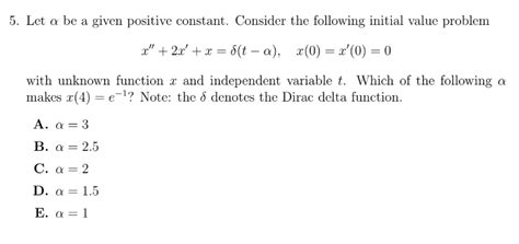 Solved Let α be a given positive constant Consider the Chegg