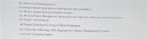 Solved Q1 Define The Following Terms A Software Modeling