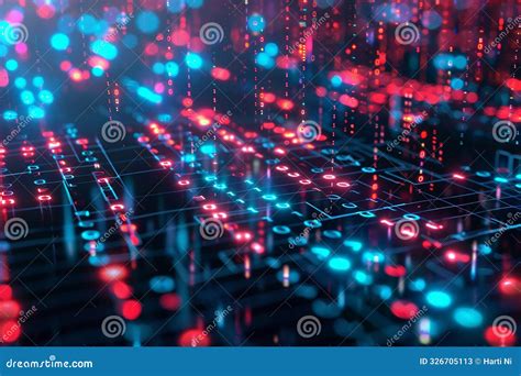 Generative Ai Image Of Digital Grid With Binary Code Pattern Abstract
