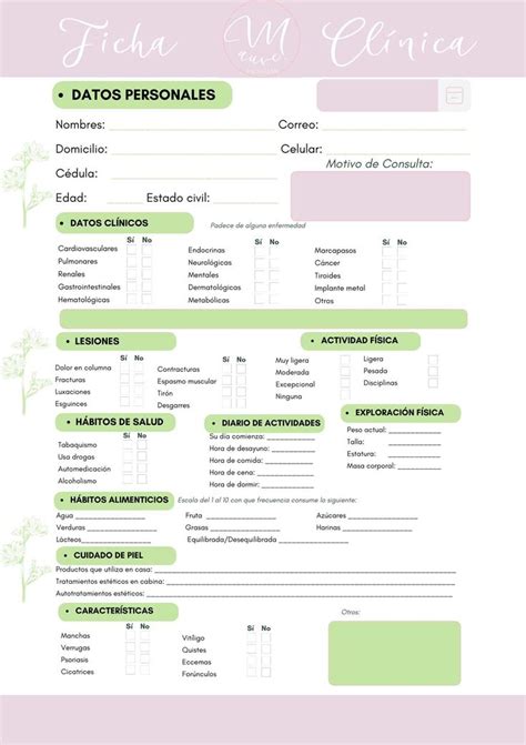 Modelo Ficha Clínica Cosmetológica Descarga Gratis Cómo Rellenar Un