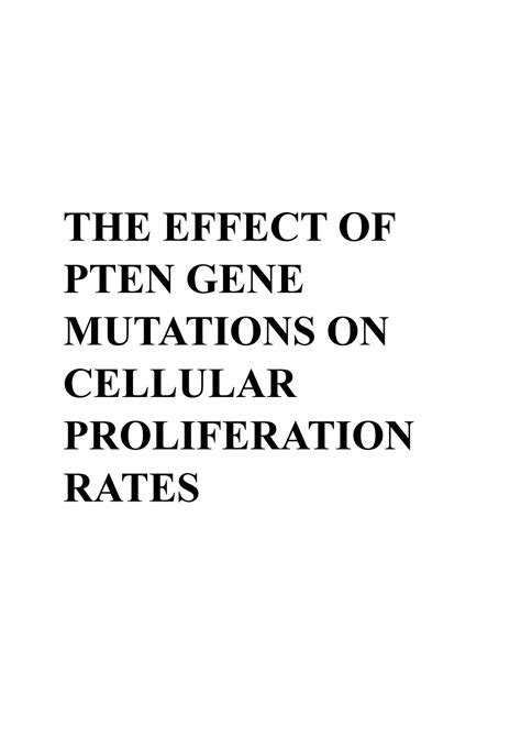 The Effect Of Pten Gene Mutation On Cell Proliferation The Effect Of