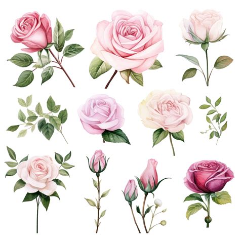 달콤한 장미 꽃 수채화 컬렉션 꽃다발 그림 Png 생성 Ai 세트 장미 꽃 모란 Png 일러스트 및 이미지 에 대한 무료 다운로드 Pngtree