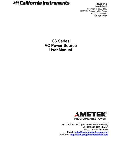 AMETEK CS SERIES USER MANUAL Pdf Download ManualsLib