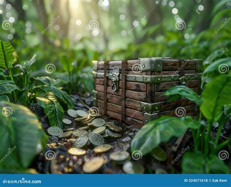 Discover The Secrets Of A Mysterious Island Buried Treasure Chest With Ancient Coins In A Lush