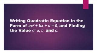 Writing Quadratic Equation PPTX