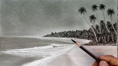 How To Draw A Beach Scene Beach Drawing Scenery Drawing