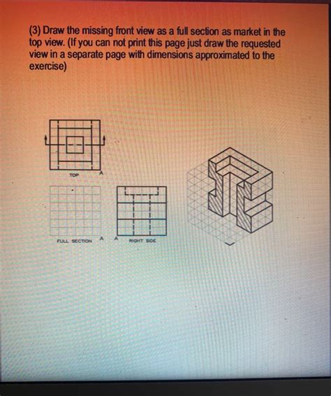Solved Draw The Missing Front View As A Full Section As Chegg