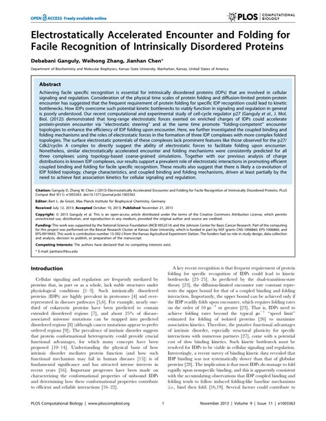 Pdf Electrostatically Accelerated Encounter And Folding For Facile Recognition Of