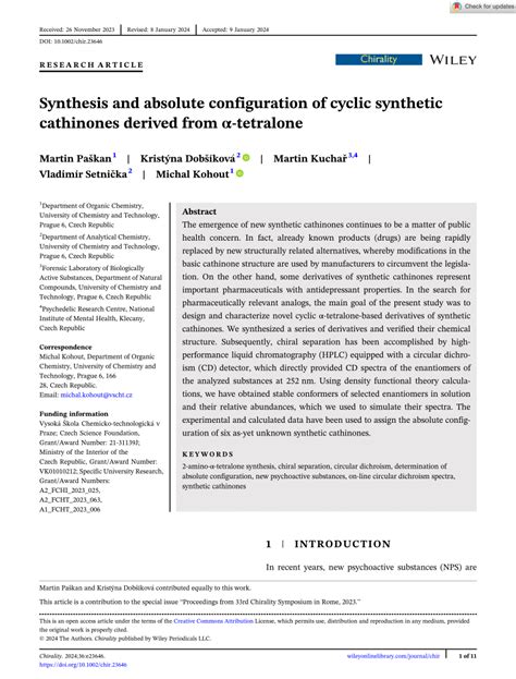 Pdf Synthesis And Absolute Configuration Of Cyclic Synthetic Cathinones Derived From α Tetralone