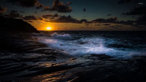 Beach Waves Sunset Wallpapers 4k Hd Beach Waves Sunset Backgrounds
