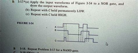 B 3 17a Apply The Input Waveforms Of Figure 3 54 To A Nor Gate And Draw The Output Waveform