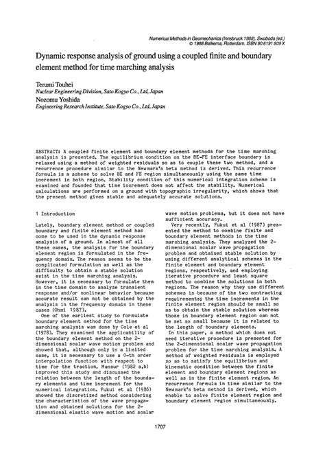 Pdf Dynamic Response Analysis Of Ground Using A Coupled Finite Element And Boundary Element