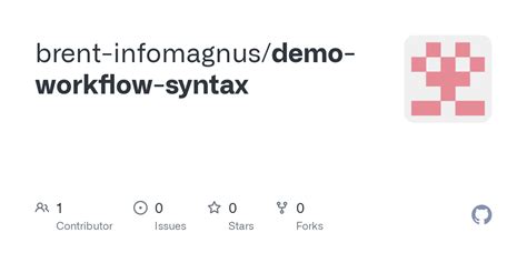 GitHub Brent Infomagnus Demo Workflow Syntax