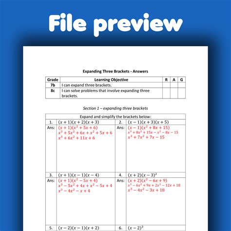 Expanding And Simplifying Three Brackets Worksheet And Codebreaker Andy Lutwyche