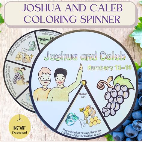 Sunday School Craft Printable Joshua And Caleb Coloring Spinner Wheel