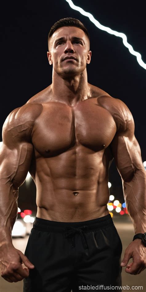 Man Flexing With Lightning Stable Diffusion Online