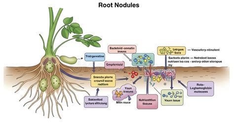 Illustration Of Root Nodules On A Legume Plant Showing The Symbiotic