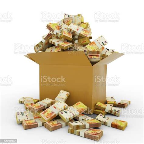 흰색 배경에 고립 된 아르헨티나 페소 노트로 가득 찬 골판지 상자의 3d 렌더링 0명에 대한 스톡 사진 및 기타 이미지 0명 Number 1000 가나 Istock