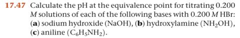 Solved Calculate The PH At The Equivalence Point For Chegg Com