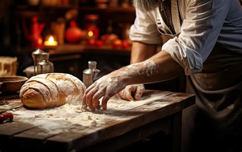 Elaboración De Pan Artesanal Masa Rústica Enrollada A Mano En La Cocina Casera Ai Foto Premium