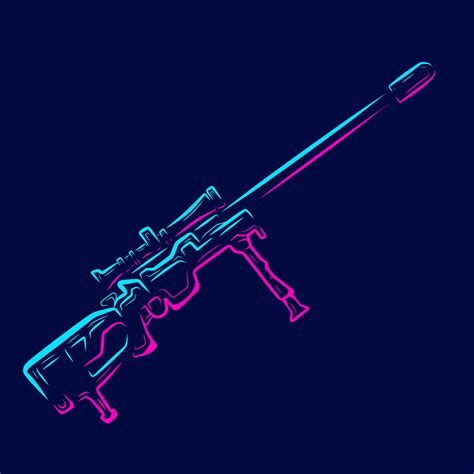 Sniper Gun Logo Vintage War Riffle Gun Art Colorful Design With Dark