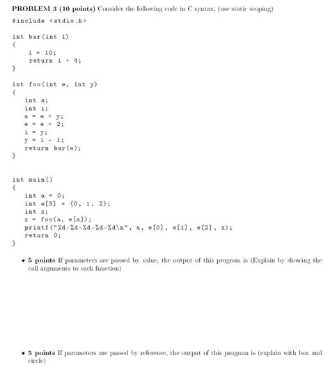 Solved PROBLEM Points Consider The Following Code In Chegg
