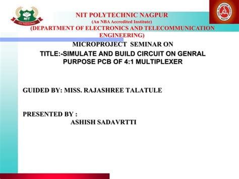 SIMULATE AND BUILD CIRCUIT ON GENRAL PURPOSE PCB OF 4 1 MULTIPLEXER Pptx