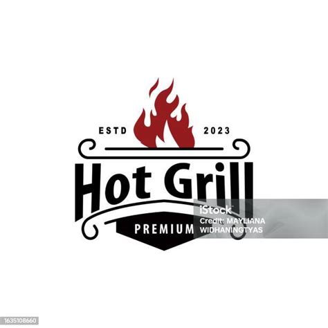 Bbq 핫 그릴 로고 바베큐 타이포그래피 빈티지 디자인 라벨 스탬프 로고 레스토랑 카페 바 심플 고기에 대한 스톡 벡터 아트 및 기타 이미지 Istock