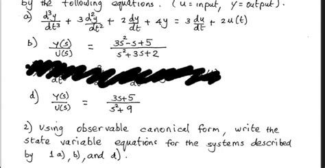 Solved By The Following Equations U Input Y Output