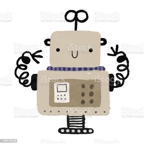 재미 있은 만화 색깔의 아이들 로봇입니다 귀여운 사이보그 복고풍 안드로이드 흰색 배경에 격리된 평면 그림에서 웃는 캐릭터 귀여운 유치한 그림 스티커 인쇄 4 5세에 대한