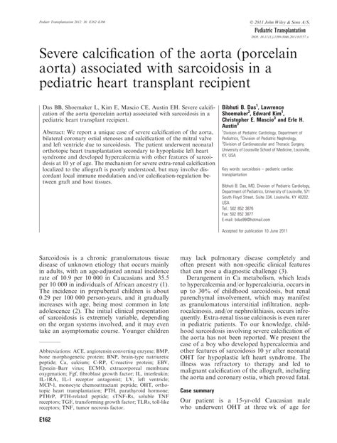 Pdf Severe Calcification Of The Aorta Porcelain Aorta Associated