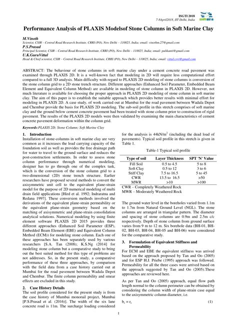 Pdf Performance Analysis Of Plaxis Modelsof Stone Columns In Soft