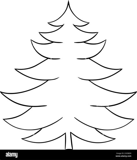 Pine Tree Graphic Line Art Vector White Background Eps File Stock