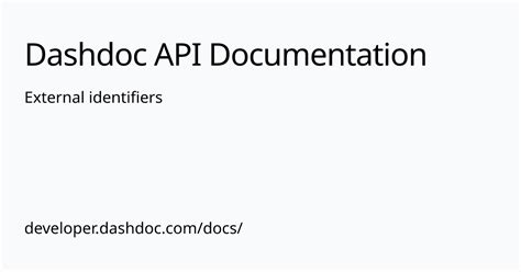 External Identifiers Dashdoc API Documentation