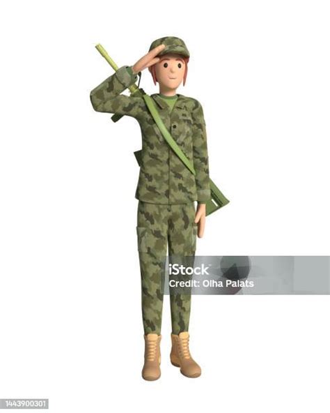 고립된 배경에 무기를 든 군복을 입은 여자 육군 군인으로 옷을 입은 어린 소녀 3d 렌더링 2022년 러시아의 우크라이나 침공에 대한 스톡 사진 및 기타 이미지 Istock