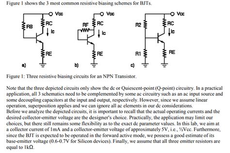 Solved Figure 1 Shows The 3 Most Common Resistive Biasing Chegg Com