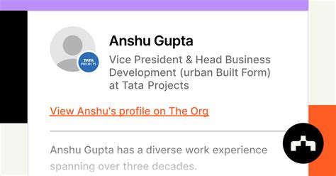 Anshu Gupta Vice President And Head Business Development Urban Built