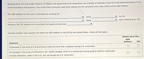 Solved Because There Isnt One Single Measure Of Inflation