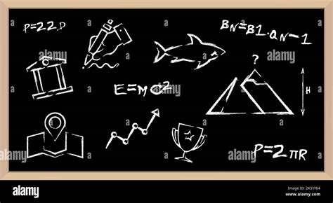 Black School Board In A Light Wooden Frame Chalk Board With School