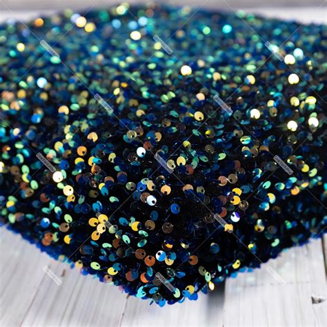 Iridescent Starry 5mm Sequins All Over Velvet Fabric Oneyard