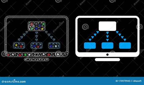 Flare Mesh Network Hierarchy Monitoring Icon With Flare Spots Stock Vector Illustration Of