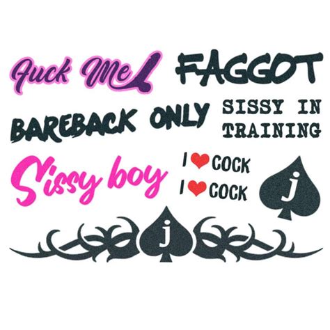 Faggotsissy Temporary Tattoo Set Hornytattoos