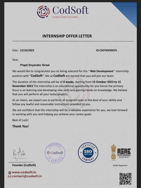 Prapti Sirsat On Linkedin Internship Webdevelopment