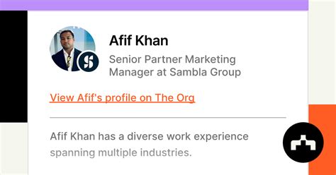 Afif Khan Senior Partner Marketing Manager At Sambla Group The Org
