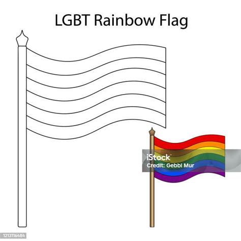Lgbt 무지개 플래그의 벡터 그림입니다 어린이와 성인을위한 색칠 공부 책 격리된 배경입니다 교육 문학 웹 디자인 일러스트레이션 스티커에 대한 아이디어 국제 기호입니다