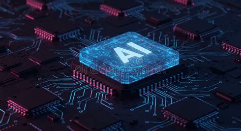 Ai Chip Futuristic Circuit Board Artificial Intelligence Technology Neon Glow 3d Render