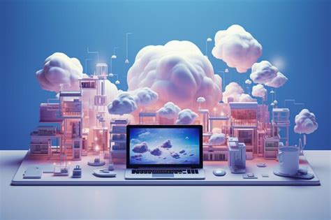 Premium Ai Image Iot 3d Cloud Computing Hosting Technology With Electronic Devices