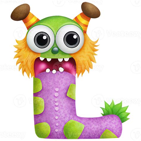 Letter L Monster Alphabet And Number With Cute Colorful Characters