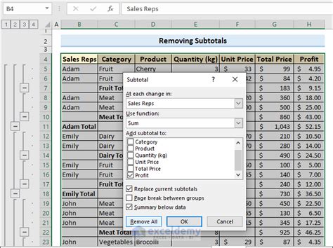 How To Insert Subtotals In Excel 7 Unique Methods Exceldemy